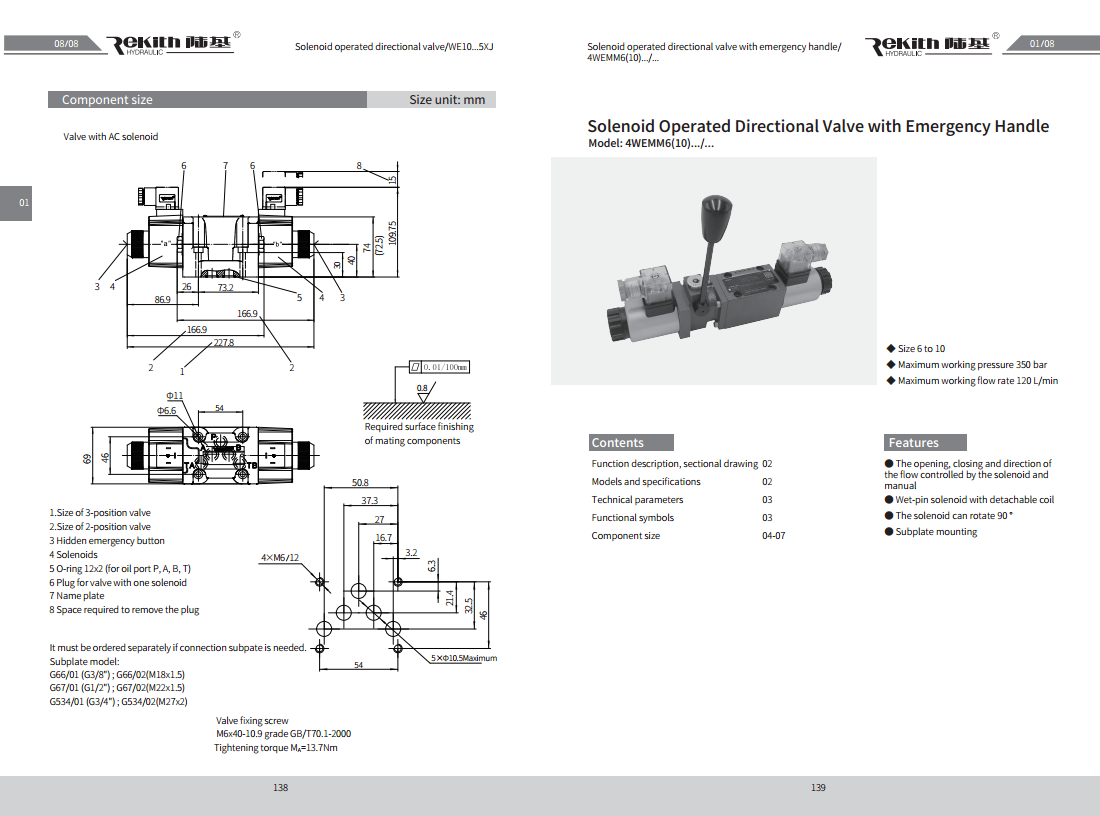Rekith brand Hydraulic Directional Valve Solenoid-Operated 4WEMM6/10 ...
